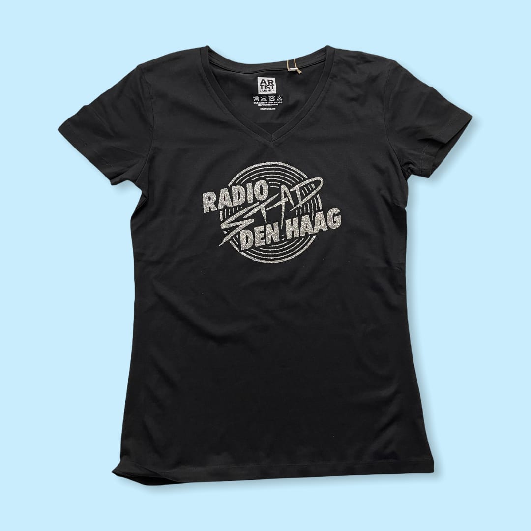 RSDH - WOMEN Black T-shirt, Vinyl Logo In Silver Glitter | Artist Fanshop
