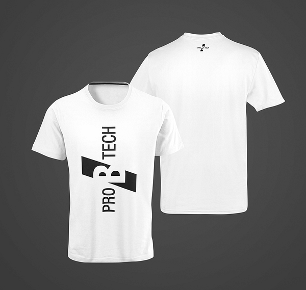 PRO B TECH - White T-shirt, With Large Vertical Logo | Artist Fanshop